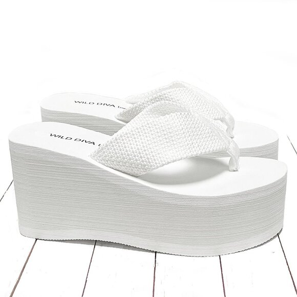 Shoes | New White Eva Flip Flop Platform Wedge Sandals | Poshmark